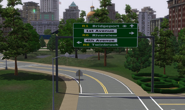 The Sims Resource | Overhead Direction Traffic Sign for Bridgeport