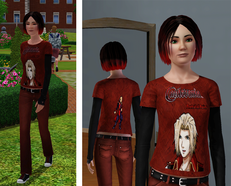 The Sims Resource - Female Castlevania Layered Tee