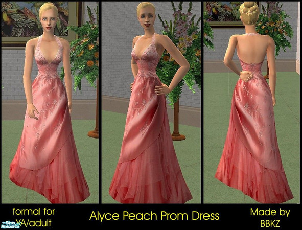 The Sims Resource - Alyce Peach Prom Dress