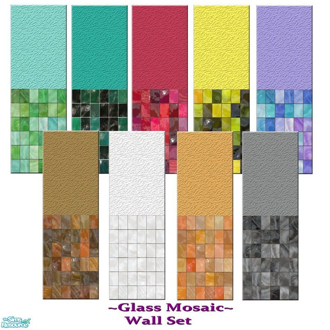 The Sims Resource - Glass Mosaic-Wall Set