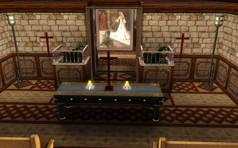 The Sims Resource | medieval church *Furnished*