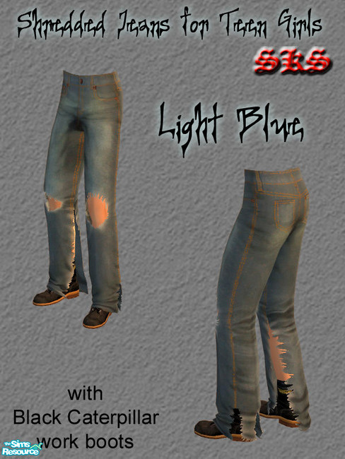The Sims Resource - TFB Shredded Jeans - Light Blue