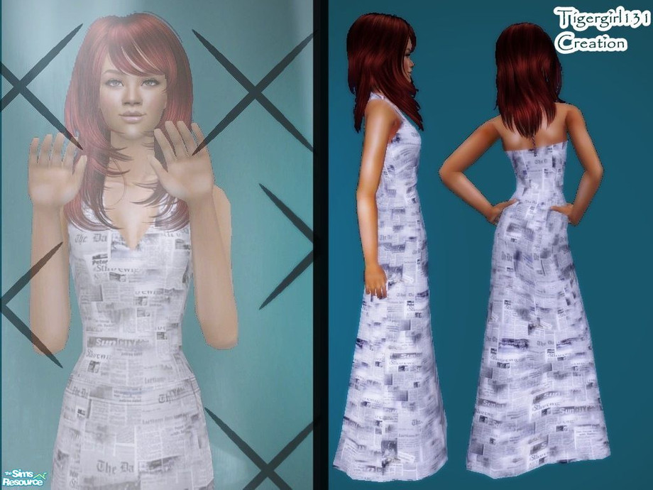 The Sims Resource | Rihanna\'s Newspaper Dress