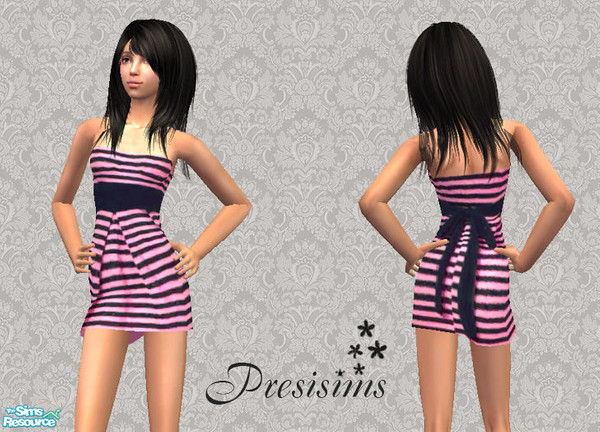The Sims Resource | Pink Dress With Stripes
