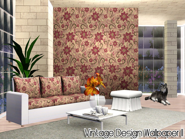 The Sims Resource | Vintage Design Wallpaper II