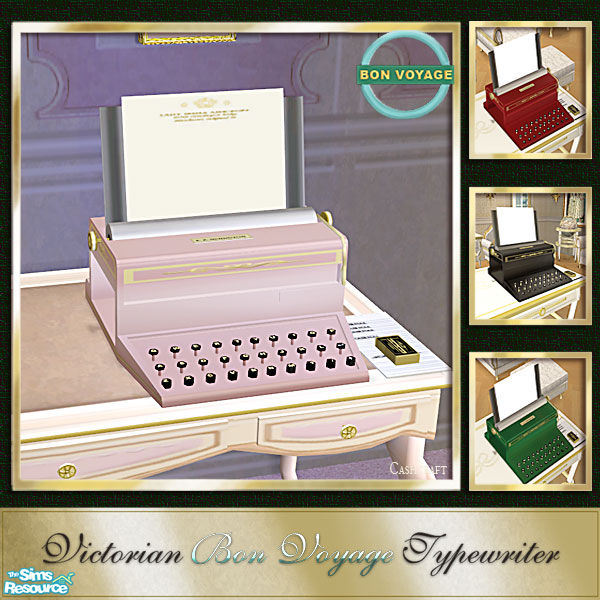 The Sims Resource | Bon Voyage Victorian Typewriter - Pink