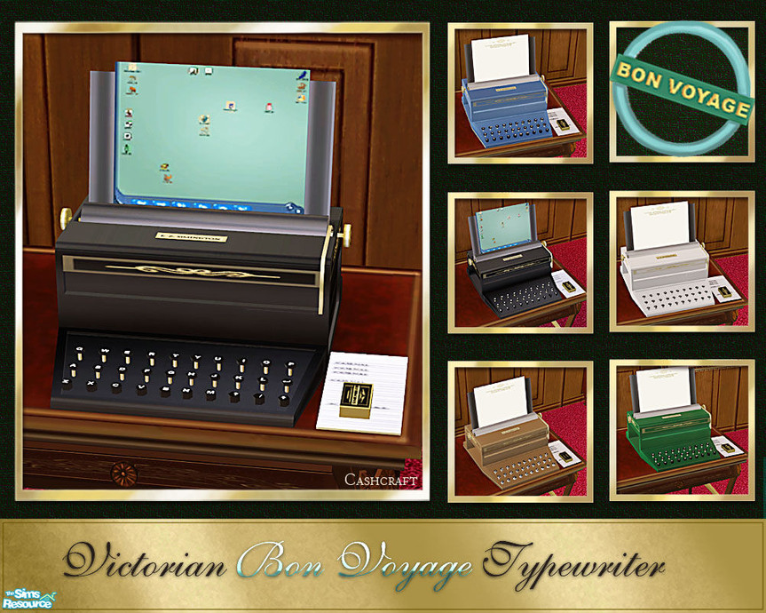 The Sims Resource | Bon Voyage Victorian Typewriter