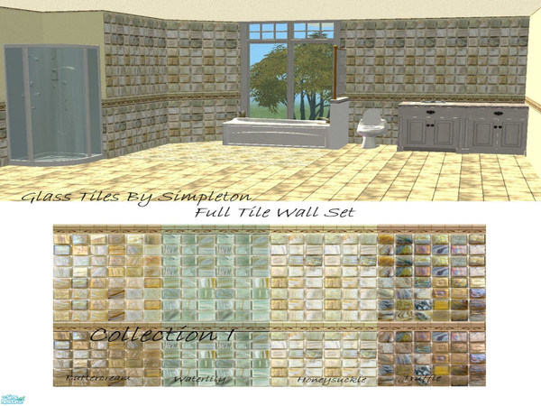 The Sims Resource | Mosaic Glass Full Tile Wall Completer Set