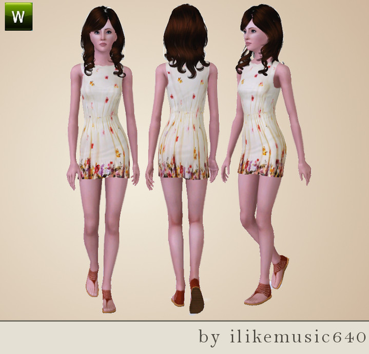 The Sims Resource | Floral Fade Dress