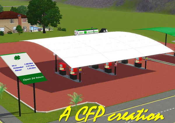 The Sims Resource | Petrol Station Frame White Roof
