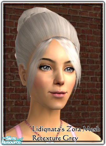 The Sims Resource | Retex of Lidiqnata\'s Zora Hair - Grey