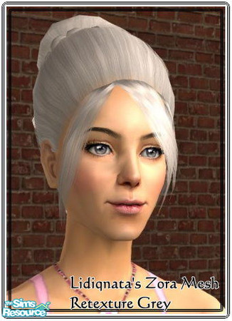 The Sims Resource | Retex of Lidiqnata\'s Zora Hair - Grey
