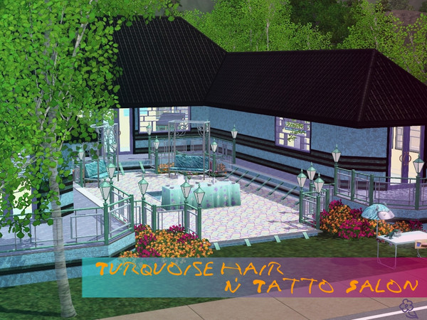 The Sims Resource | Turquoise Hair and Tatto Salon