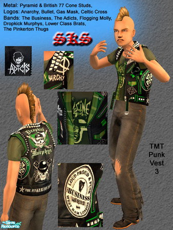 The Sims Resource | Teen Male Punk Vests with T-Shirts Set - 3