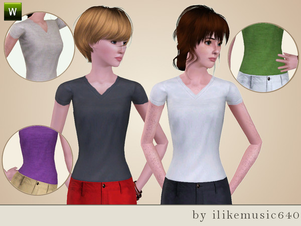 The Sims Resource | Basics Tucked V Neck AF