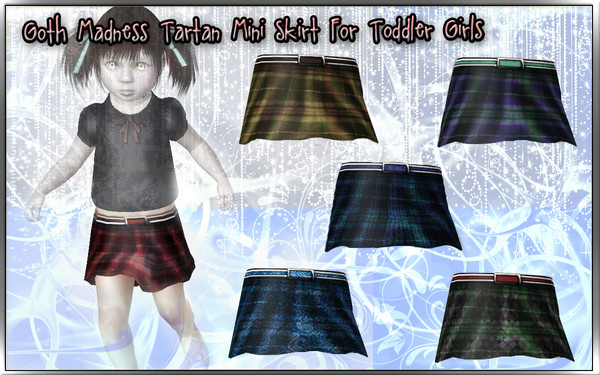 The Sims Resource - Goth Madness Tartan Mini For Toddler Girls