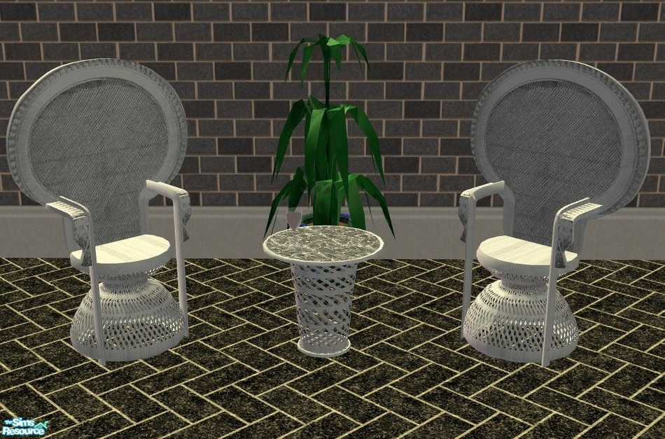 The Sims Resource - White Wicker Patio Set
