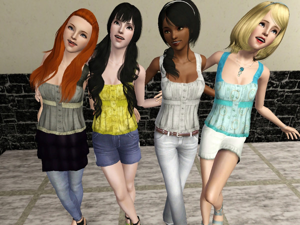 The Sims Resource - Buttoned Up, Belted Tank Top