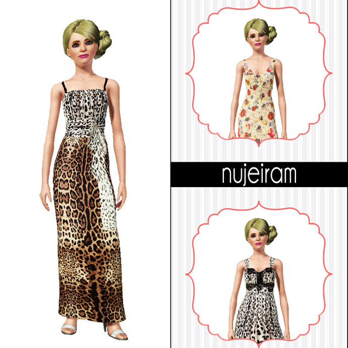 The Sims Resource | DG Leopard Print Long Dress