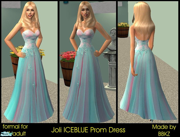 The Sims Resource | Joli Iceblue Prom Dress