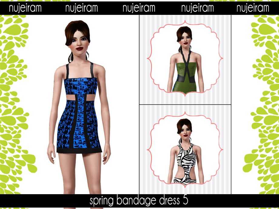The Sims Resource | Nujeiram Spring Bandage Dresses Set 02