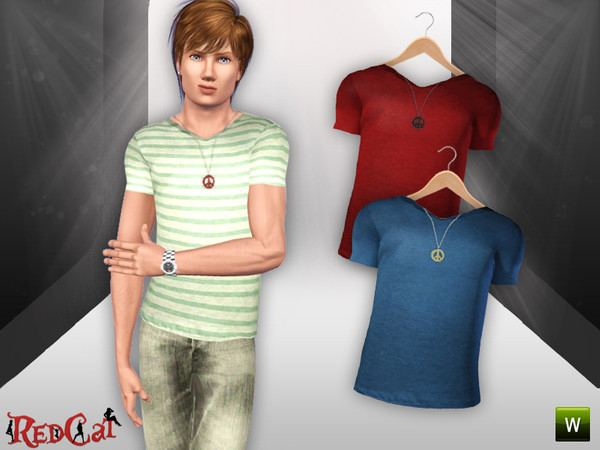 The Sims Resource | Male Set 001_Tshirt with Necklace