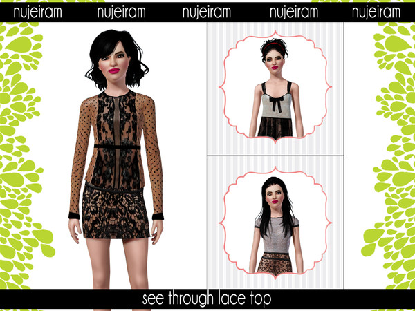The Sims Resource | V See Through Lace Top