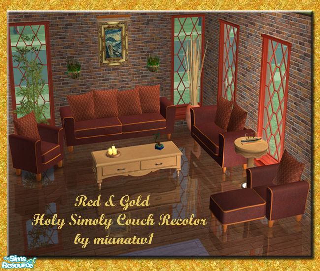 The Sims Resource | Red & Gold Holy Simoly Couch Recolors