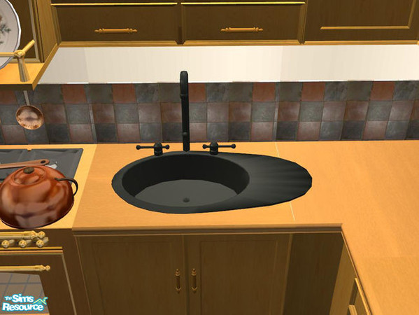 The Sims Resource | PB Kitchen Recolor Honey - Sink black metal