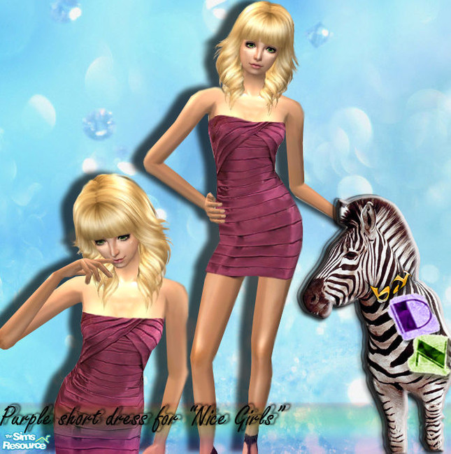 The Sims Resource - Purple short Dress by DN