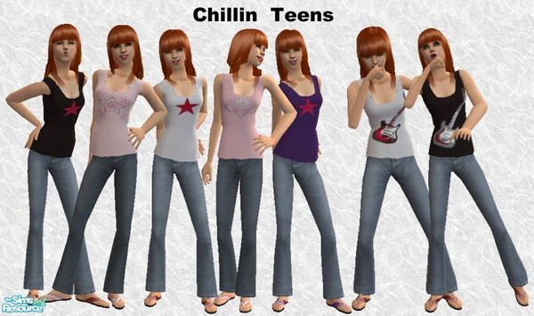 The Sims Resource | Chillin Teens Clothing Set