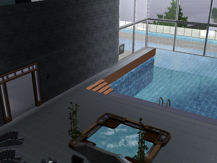 The Sims Resource - Modern Celebrity Mansion featuring Indoor-Outdoor Pool