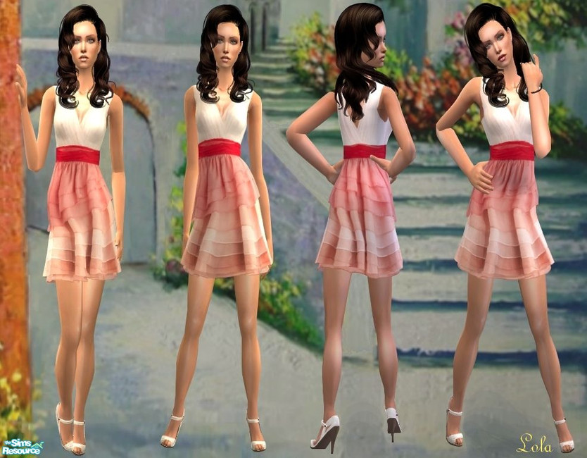 The Sims Resource - Pink Layered Dress