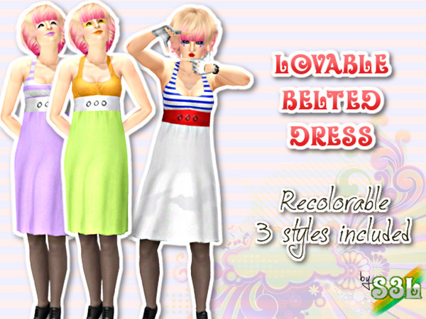 The Sims Resource | [S3L] Lovable belted dress