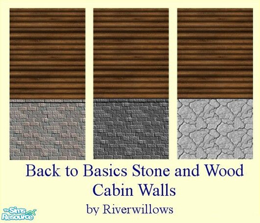 The Sims Resource - Stone and Wood Cabin Walls