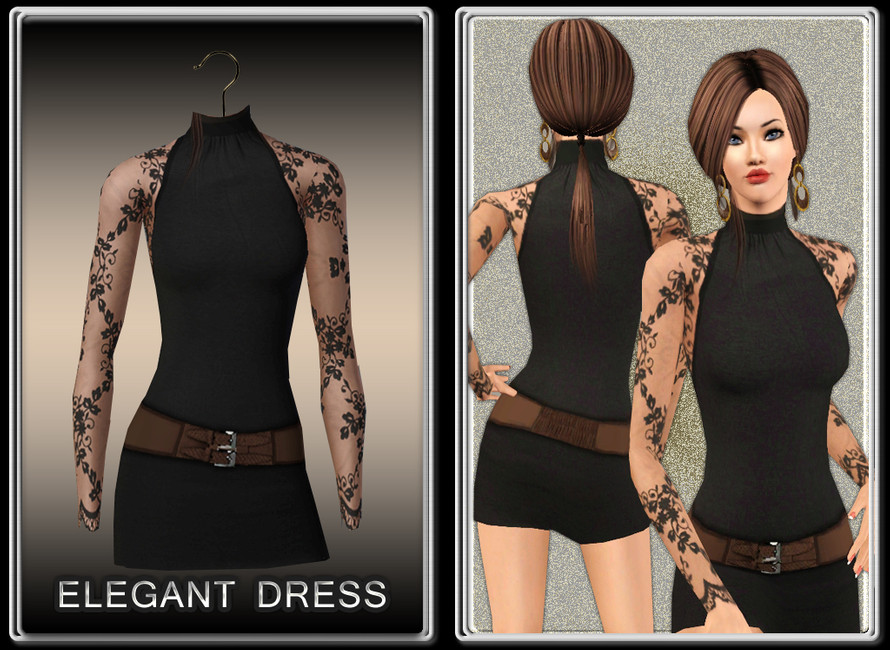 The Sims Resource - Elegant Dress with Belt