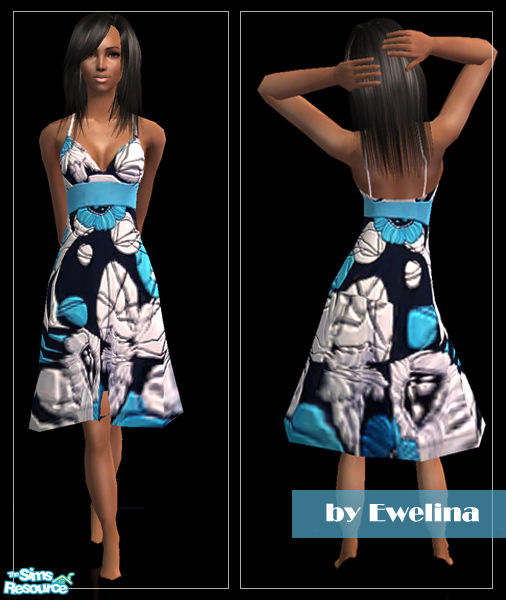 The Sims Resource | Blue White Lynx Dress