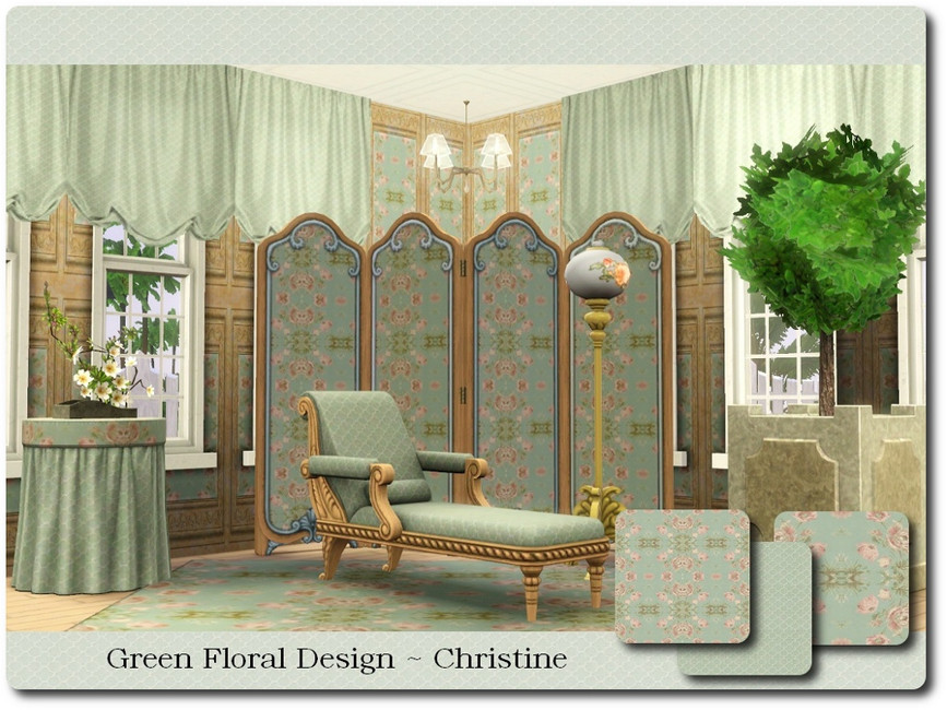 The Sims Resource - Green Floral Design Patterns