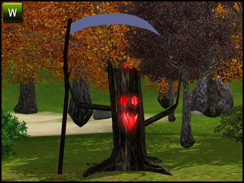 The Sims Resource | Evil Red Halloween Scythe Tree