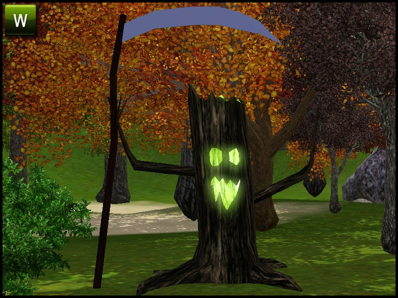 The Sims Resource | Evil Green Halloween Scythe Tree