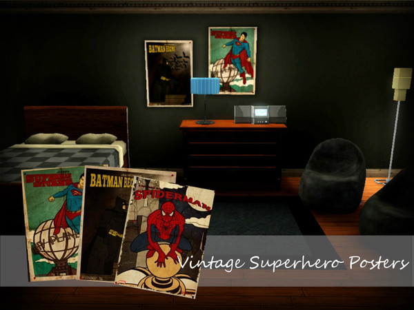 The Sims Resource - Vintage Superhero Poster_Monstrcookie