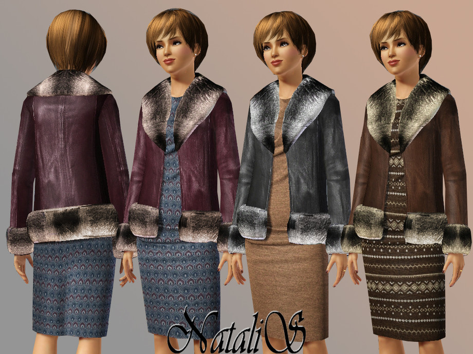 The Sims Resource | NataliS fur jacket with a dress YA -FA