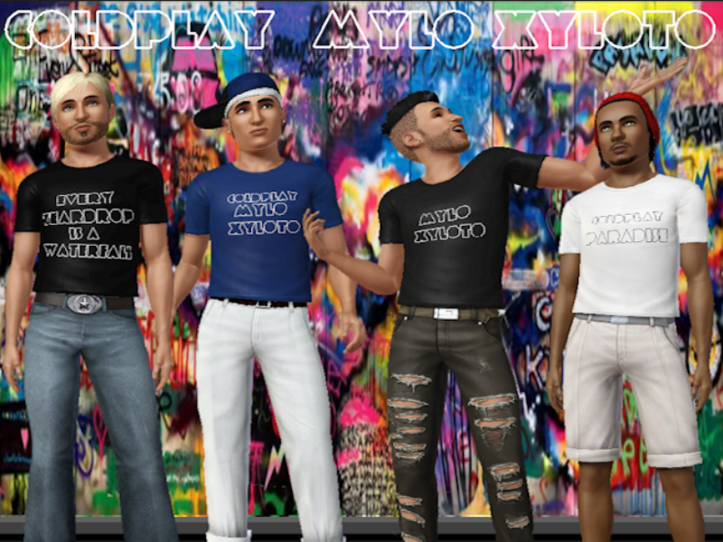 The Sims Resource | MYLO XYLOTO Coldplay Shirts