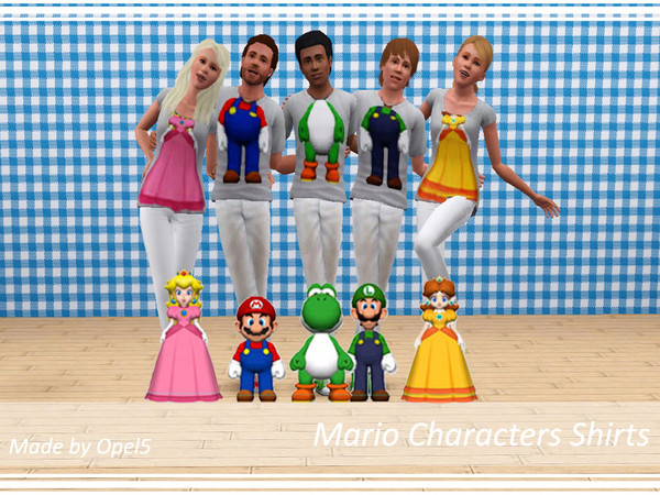 The Sims Resource | Mario Characters Shirt Male (Opel5 Creations 1 Year ...