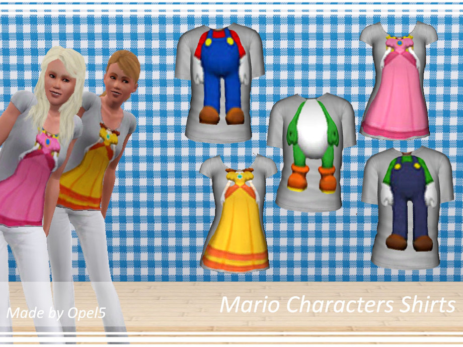 The Sims Resource | Mario Characters Shirt Male (Opel5 Creations 1 Year ...