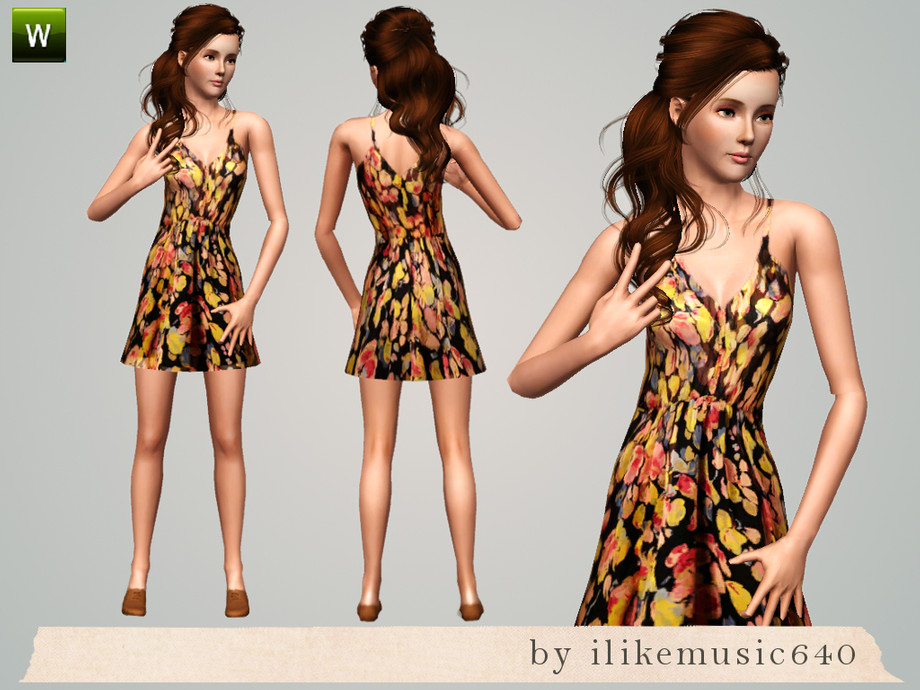 The Sims Resource | Floral Beach Dress AF