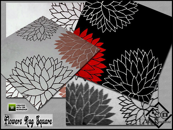 The Sims Resource | Flowers Rug Square