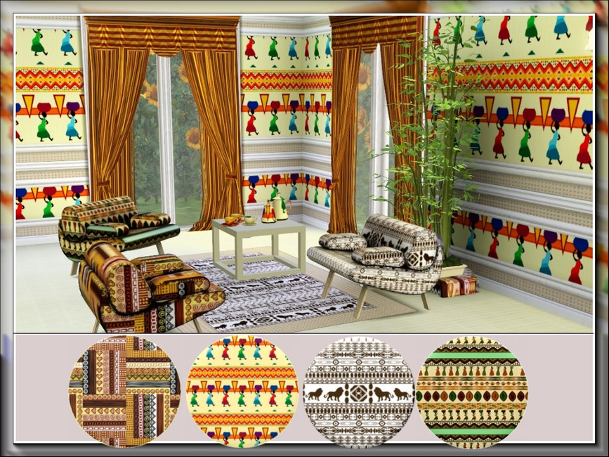 The Sims Resource - marcorse_out of africa pattern set