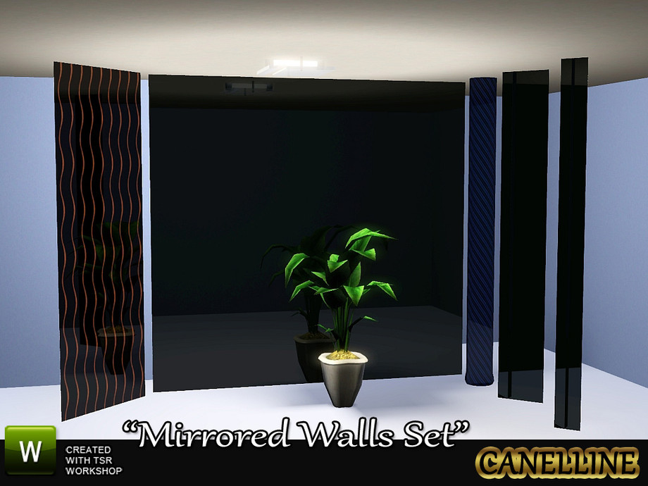 The Sims Resource | Mirror Wall 1x3 Fully Recolorable by Canelline - TSRAA