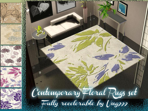 The Sims Resource | Contemporary Floral Rugs Set 01